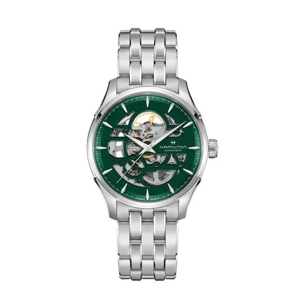 Hamilton Jazzmaster Skeleton Auto Green Dial Watch 40mm - Stainless Steel
