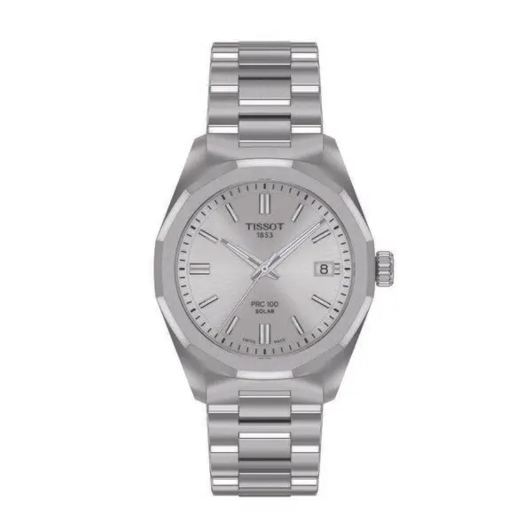 TISSOT Prc 100 Solar Silver Dial Watch, 34mm - Stainless Steel