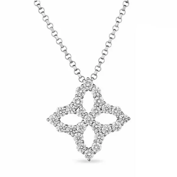 Roberto Coin Princess Flower Diamond Necklace 18k - Wg