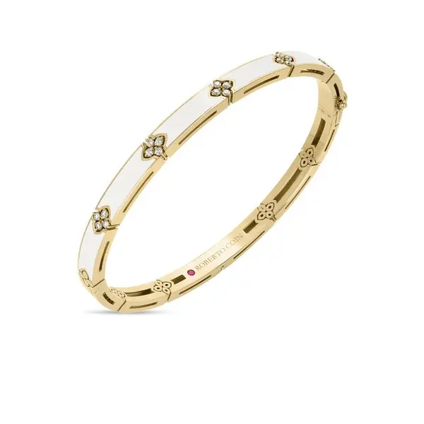 Roberto Coin 18k Yellow Gold Love In Verona Diamond And Enamel Bangle - Yg