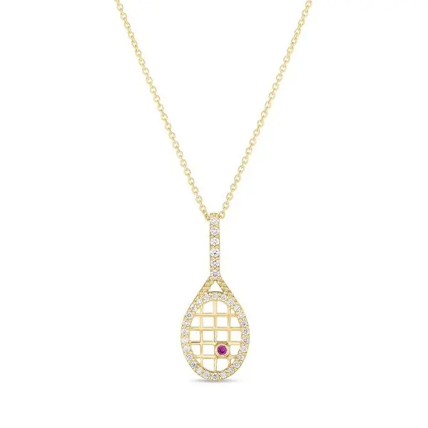 Roberto Coin 18k Yellow Gold Diamond Tennis Racket Necklace - Yg