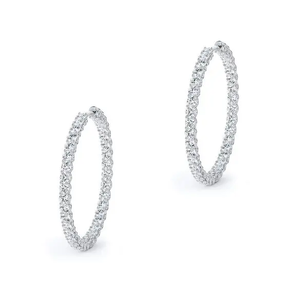 Benbridge 34mm Inside-outside Diamond Hoop Earrings - Plt