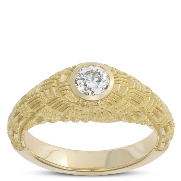 Benbridge Gents Fluted Shank Diamond Ring - Yg