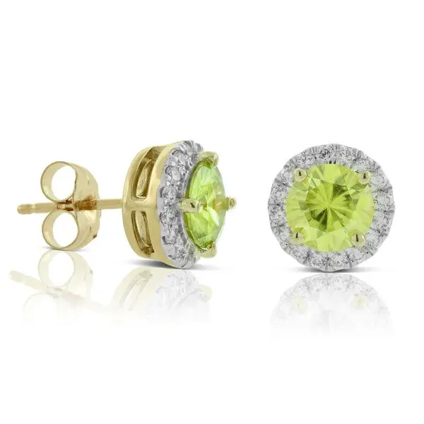 Benbridge Sphene & Diamond Halo 14k Yellow Gold Earrings - Green
