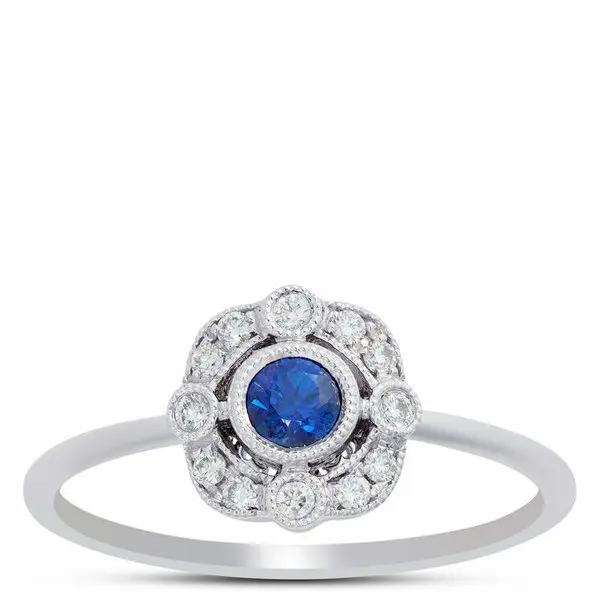 Benbridge Round Sapphire And Diamond Ring, 14k White Gold - Blue