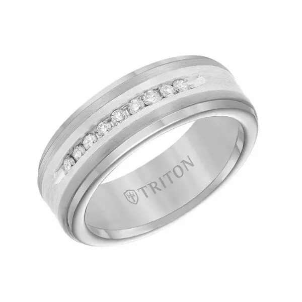 TRITON Stone Diamond Band - Tungsten/sterling Silver