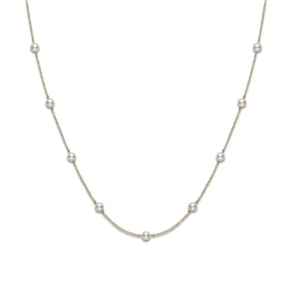 Mikimoto 18k Yellow Gold Akoya Pearl Necklace - White