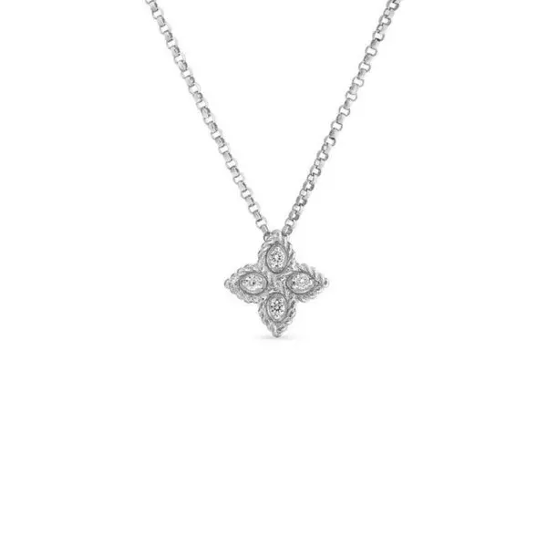 Roberto Coin Princess Flower Diamond Pendant Necklace - Wg