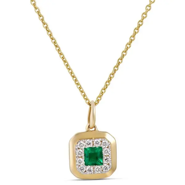 Benbridge 14k Yellow Gold Emerald And Diamond Pendant - Green