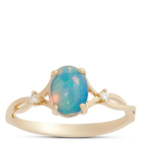Benbridge Oval Opal And Diamond Ring In 14k Yellow Gold - Yg