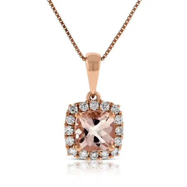 Benbridge Rose Gold Morganite & Diamond Pendant - Pink
