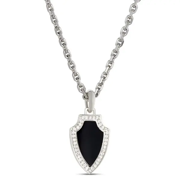 Benbridge Onyx And White Sapphire Shield Pendant Necklace - Black