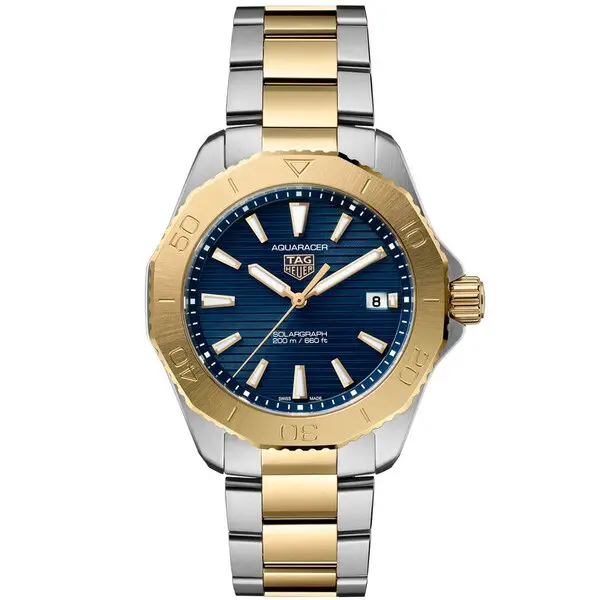 Tag Heuer Aquaracer Professional 200 Solargraph Blue Dial Watch, 40mm - 18k Stainless Steel