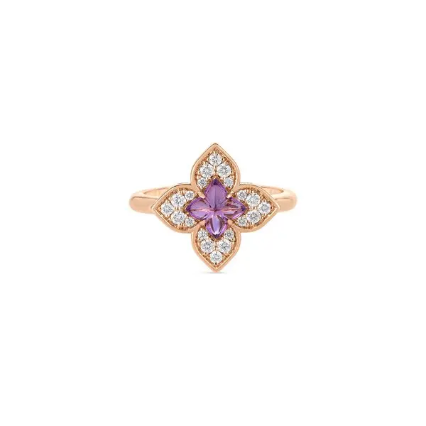 Roberto Coin 18k Rose Gold Venetian Princess Carnival Pave Diamond And Amethyst Ring - Purple