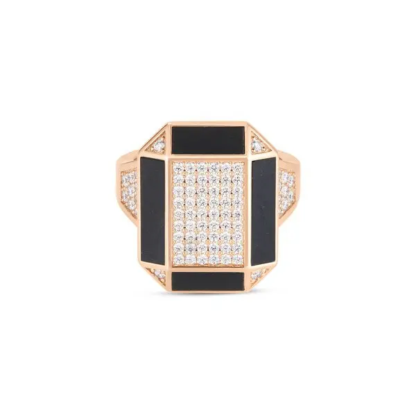 Roberto Coin 18k Rose Gold Diamond And Black Jade Ring - Rg