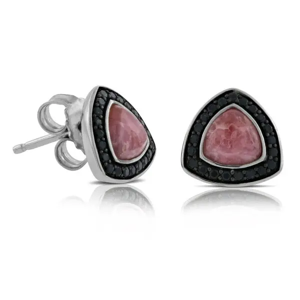 Benbridge Rhodochrosite And Black Sapphire Stud Earrings - Multicolored