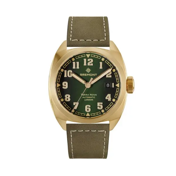 BREMONT Terra Nova Date Green Dial Watch, 40.5mm - Bronze