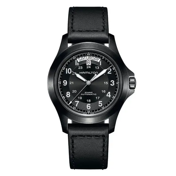 Hamilton Khaki King Day Date Auto Black Dial Watch - Stainless Steel