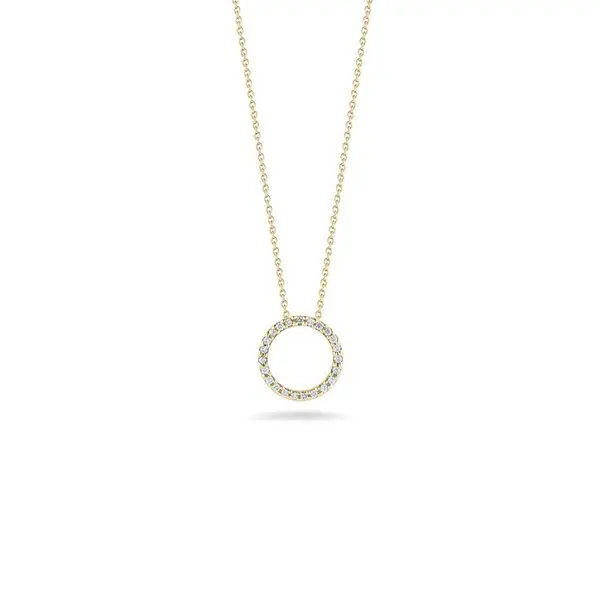 Roberto Coin Tiny Treasures Diamond Circle Pendant Necklace - Yg