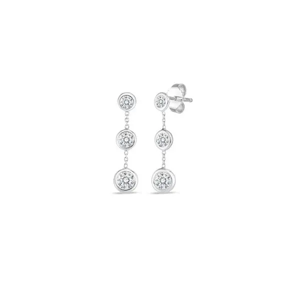 Roberto Coin 18k White Gold Three Bezel Dangle Earrings - Wg