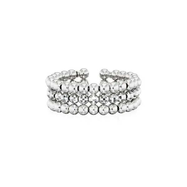 Benbridge Platinum Born Three-row Bead Ring - Plt