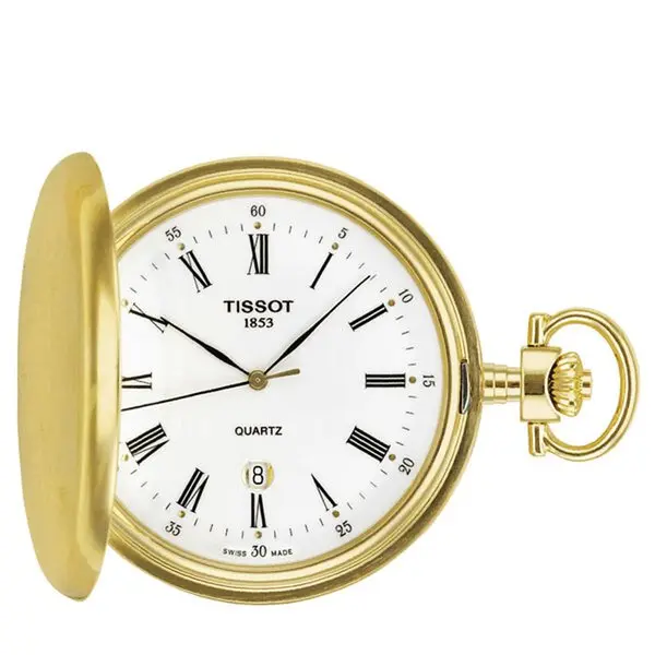 TISSOT Savonnette White Dial Pocket Watch 48.5mm - Yg Plated