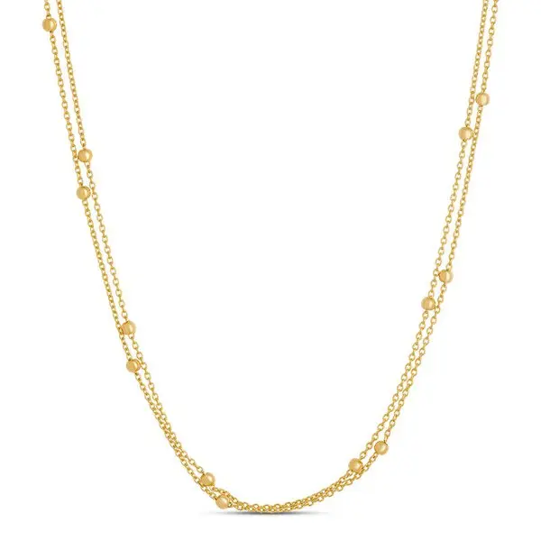Benbridge 14k Yellow Gold Double Strand Bead Station Necklace - Yg