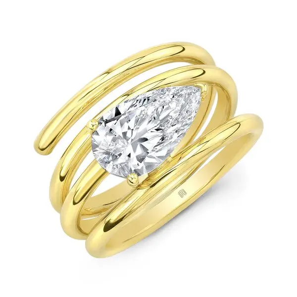 Rahaminov Pear Diamond 18k Yellow Gold Spiral Ring - Yg