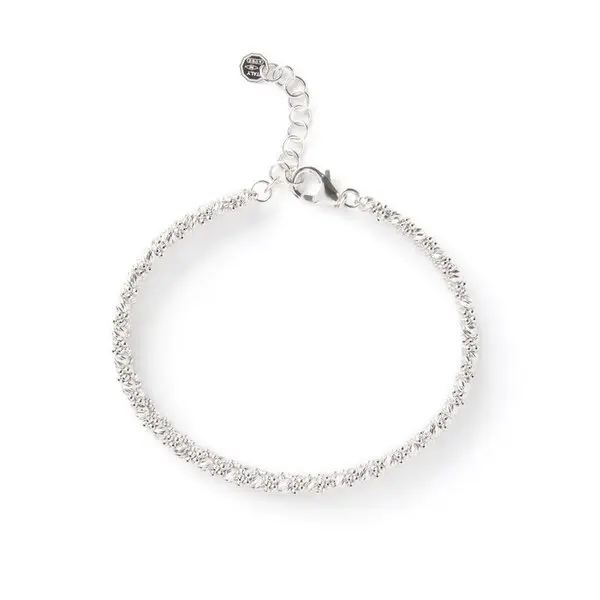 TOSCANO 7-inch Double Row Flexy Beaded 14k White Gold Bracelet - Wg