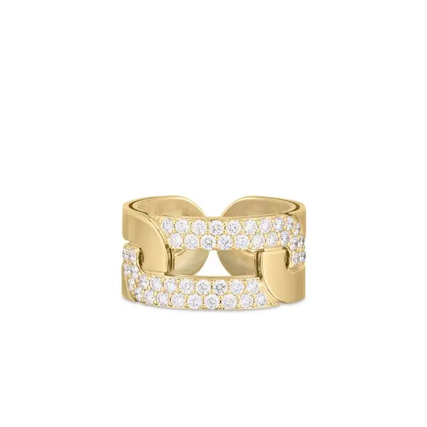 Roberto Coin Navarra Diamond Link Ring In 18k Yellow Gold - Yg