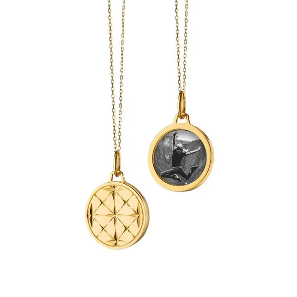 Monica Rich Kosann Small Round Mosaic Half Locket - Yg