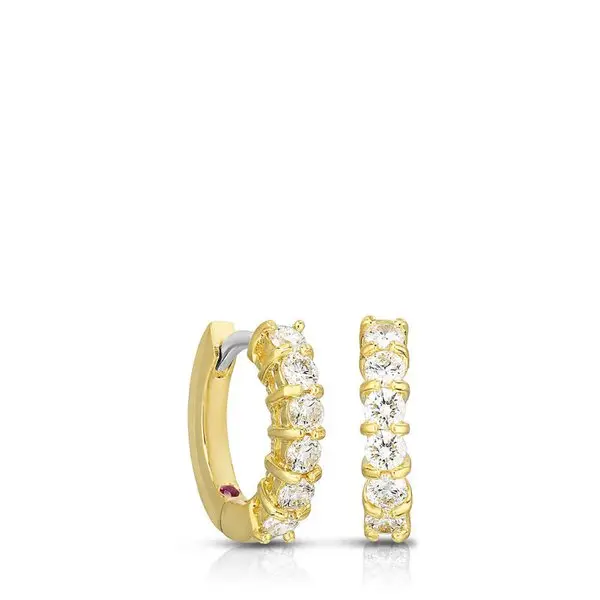 Roberto Coin Perfect Diamond 18k Huggie Hoop Earrings - Yg
