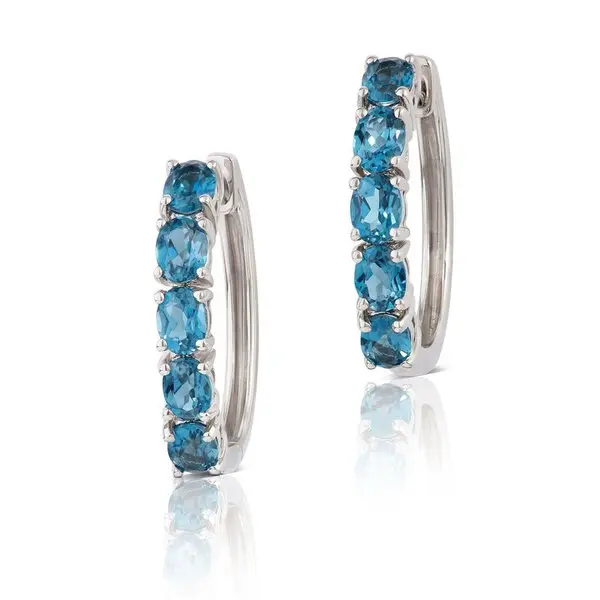 Benbridge 12.7mm Oval Topaz Hoop Earrings - Blue