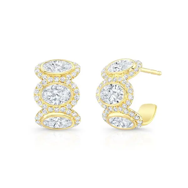 Rahaminov Diamond Halo Huggie Earrings - Yg