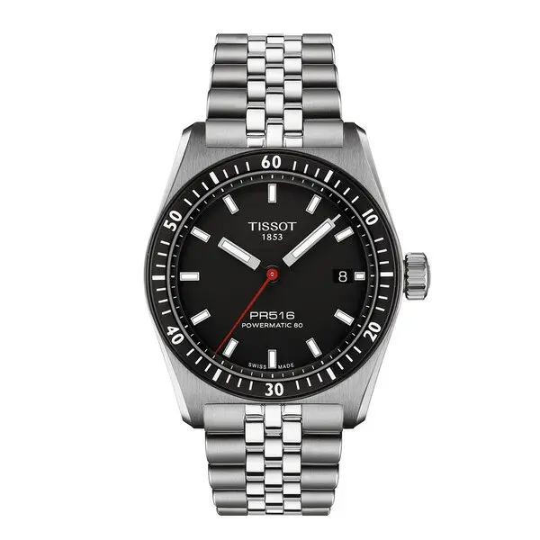 TISSOT Pr516 38mm Black Dial Watch - Stainless Steel