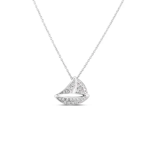 Roberto Coin Tiny Treasure Diamond Sailboat Pendant Necklace - Wg