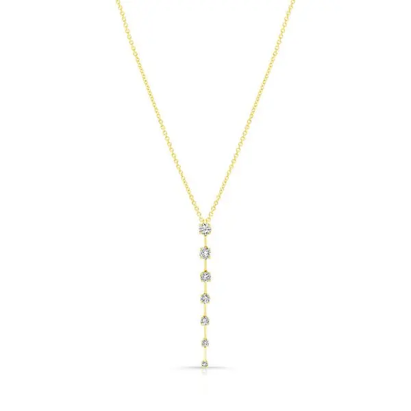 Rahaminov Diamond Drop Bar Pendant Necklace - Yg