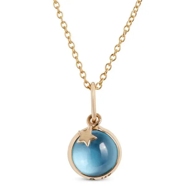 Benbridge Round Topaz Pendant Necklace With Star Overlay - Blue