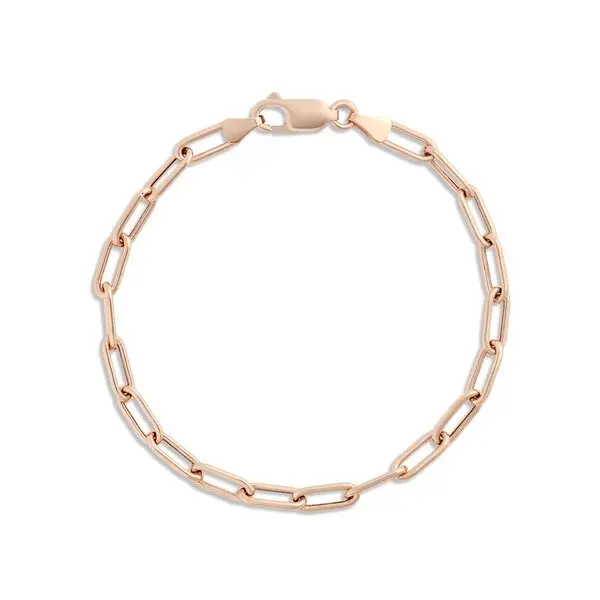TOSCANO 14k Rose Gold Oval Paperclip Chain Bracelet - Rg