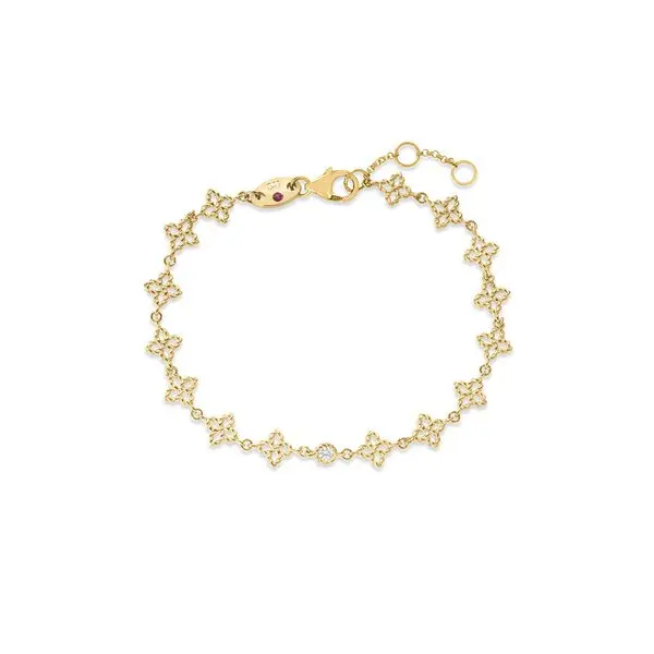Roberto Coin 18k Yellow Gold Diamond And Flower Link Bracelet - Yg
