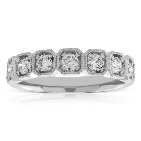 Benbridge Milgrain Diamond Band In 14k White Gold - Wg