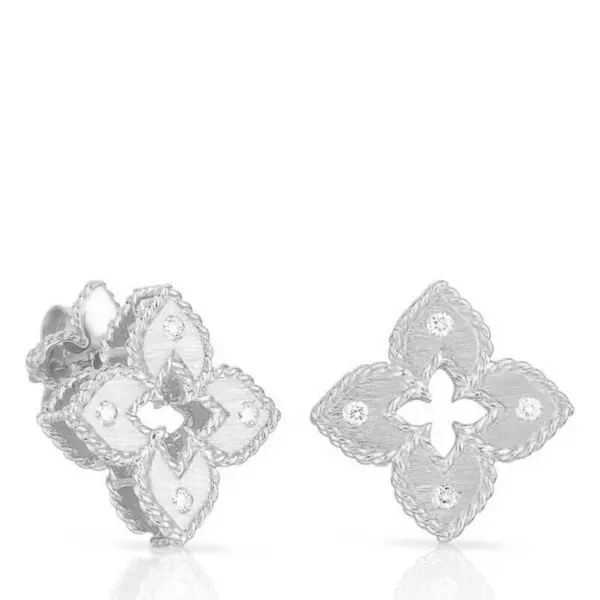 Roberto Coin 18k White Gold Venetian Princess Diamond Earrings - Wg