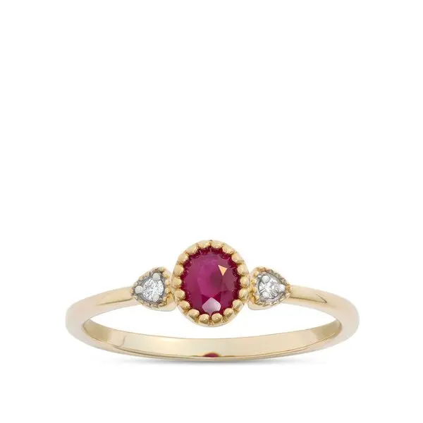 Benbridge Oval Ruby And Diamond Ring - Red