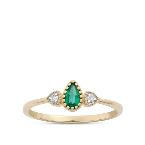 Benbridge Pear Shaped Emerald And Diamond Ring - Green