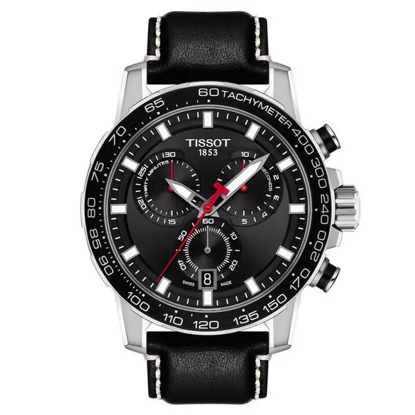 TISSOT Supersport Chrono Black Dial Watch 45.5mm - Stainless Steel