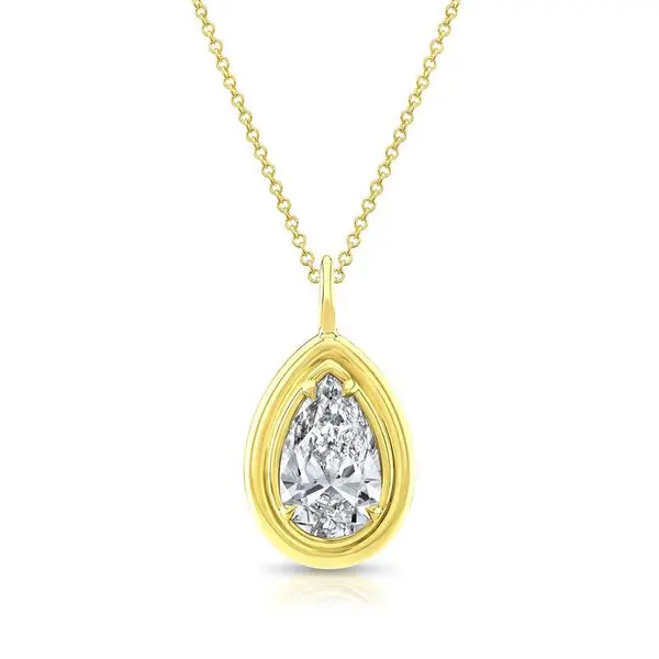 Rahaminov 18k Yellow Gold Pear Cut Diamond Pendant - Yg