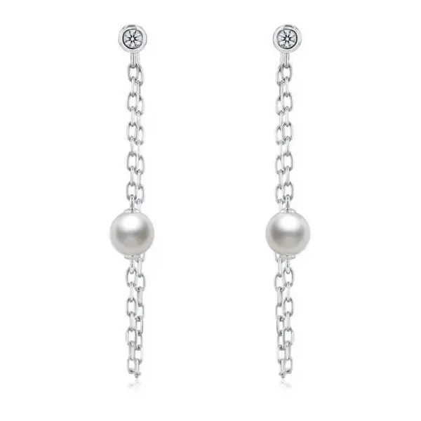 Mikimoto Akoya Cultured Pearl And Diamond Drop Earrings - Wg