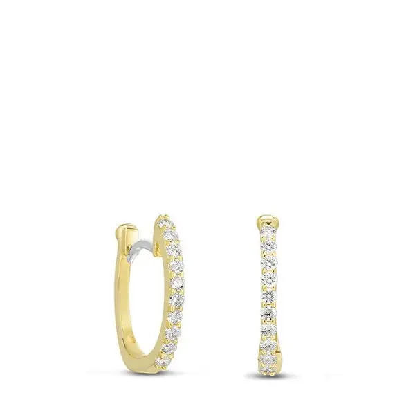 Roberto Coin Perfect Diamond Huggie Hoop Earrings - Yg