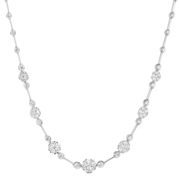 Benbridge Diamond Cluster Necklace In 14k White Gold - Wg