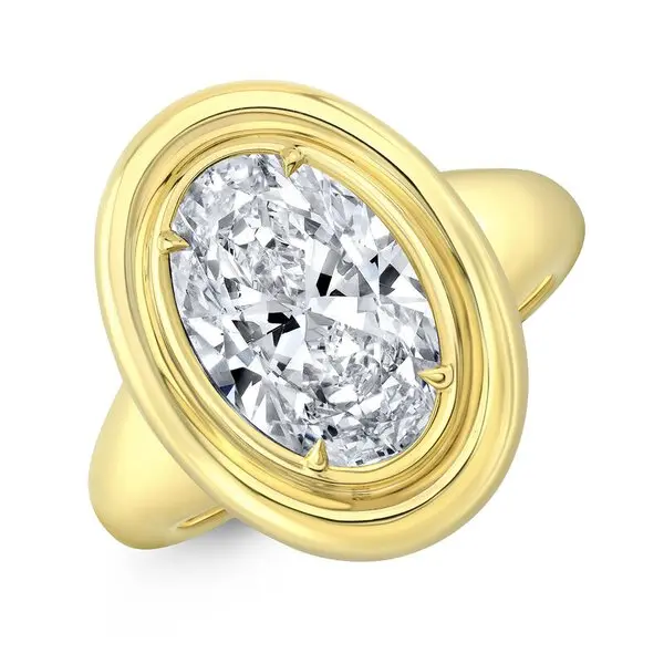 Rahaminov Oval Diamond And Double Bezel Ring - Yg